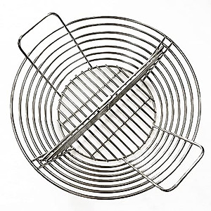 GRILLJOB Lump Charcoal Fire Basket with Divider Stainless Steel Grill Ash Baskets Fits 18" Big Green Egg Accessories, Kamado Joe Classic Large Green Egg Basket Replacement