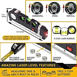 Ofircreation Stud Finder & Multifunction Device (Laser Level line, Leveler, Metric Ruler) - Stud Finder Wall Scanner With Laser Level Can Be Used as Pictures Hanging Tool and Ruler
