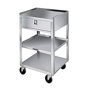 Lakeside Manufacturing 356 Mobile Equipment Stand, Stainless Steel, 3 Shelves and 1 Drawer, 300 lb. Capacity (Fully Assembled)