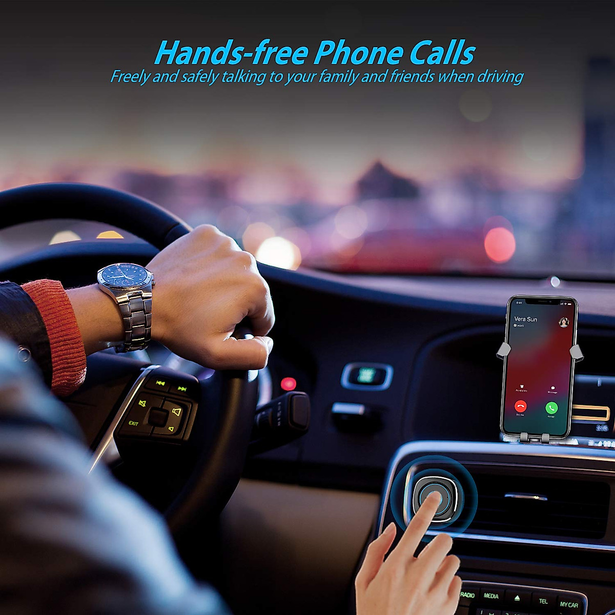 Esky Bluetooth Receiver for Car, 3.5mm Aux Bluetooth Car Adapter, Bluetooth 5.0 Wireless Car Audio Stereo Kits with Hands-Free Call, Dual 2.4A USB Ports Car Charger - US Patent No. US 10,272,845 B2