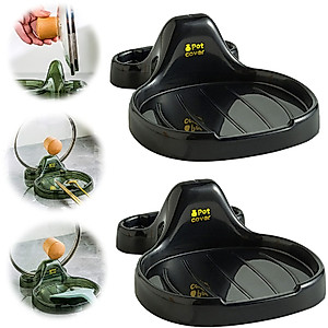 Multifunction Kitchen Spatula Rack, Versatile Pot Lid Ladle Holder, Board Spoon Rest Holder Drip Tray for Kitchen, Food Grade Plastic Spoon Holder, Multipurpose Spatula Pad Book Cutting (Color : Blac