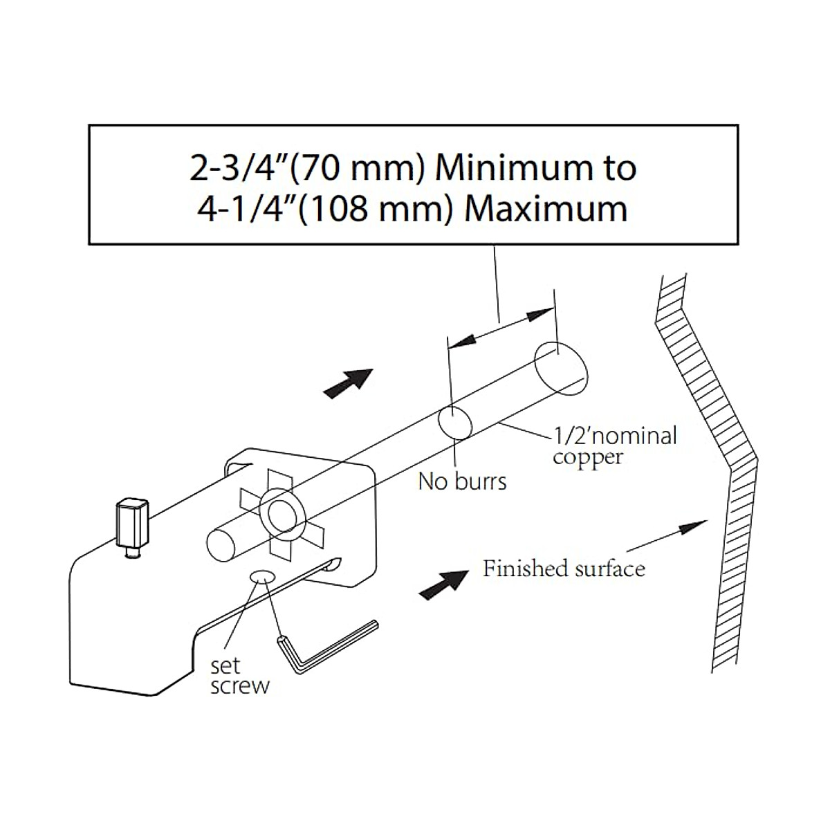 Kedra Slip On Diverter Tub Spout, 5.9 Inch Bathtub Spout with Diverter, Replacement Bath Tub Faucet for 1/2" Copper Water Tube, Matte Black
