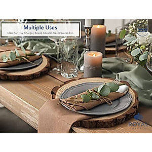 Royal Imports Round Wood Slices Discs, 9"-11" Large, Natural Unfinished Wooden Tree Bark Slabs for DIY Arts & Crafts, Rustic Table Centerpiece, Chargers, Trays, Wedding Decoration, 2 pack