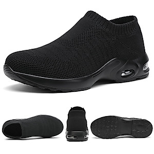 Steel Toe Shoes for Women with Arch Support, Lightweight Comfortable Work Safety Shoes Slip Resistant Indestructible Sneakers, All Black 38.5