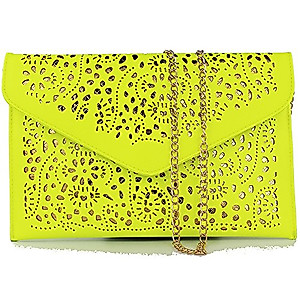 Fashion Handbags 2019 Summer Women Chain Bag Cute Shoulder Handbags Small Cute Fashion Women Shoulder Bag Evening Clutch Bags Party Evening Purses Ladies Girl Day Clutch Party Cutout Bag (Lemon Green)