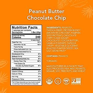 ALOHA Organic Plant Based Protein Bars |Peanut Butter Chocolate Chip | 12 Count, 1.98oz Bars | Vegan, Low Sugar, Gluten Free, Paleo, Low Carb, Non-GMO, Stevia Free, Soy Free, No Sugar Alcohols