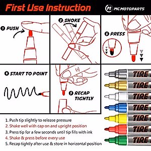MC Motoparts Permanent Color Tire Pen Marker Lettering Paint Drawing Tool Automotive Motorcycle Care 1 piece (Green)