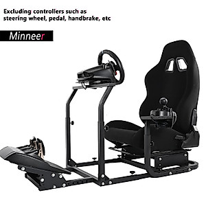 Minneer Super Driving Simulator Cockpit with Real Seat forLogitech G25, G27, G29, G920 Dual-Segment Adjustable PC,Xbox,PS4 Racing Wheel Stand Frame Professional Level Steering Simulator Cockpit