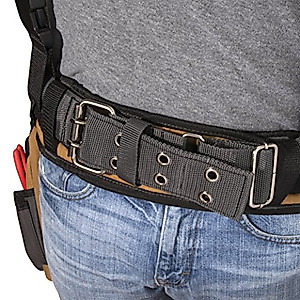 Dickies 4-Piece Carpenter's Rig, Padded Tool Belt Suspenders, Cooling Mesh, Tool Belt, Steel Buckle, Grey/Tan, 3.8 lb.