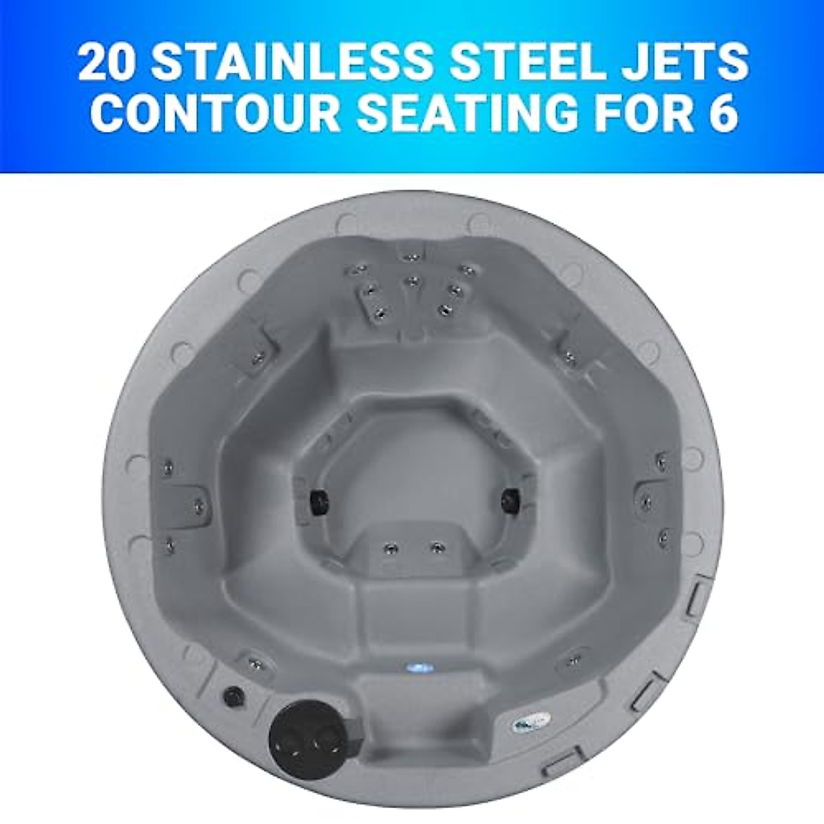 AquaLife Outback™ 5-6 Person 20-Jet Non-Lounger Hot Tub with LED Lighting and Insulated Cover