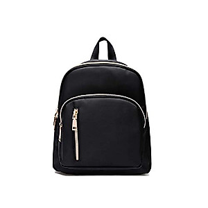 YANAIER Women Mini Backpack Purse Waterproof Nylon Fashion College Bag Daypack Black