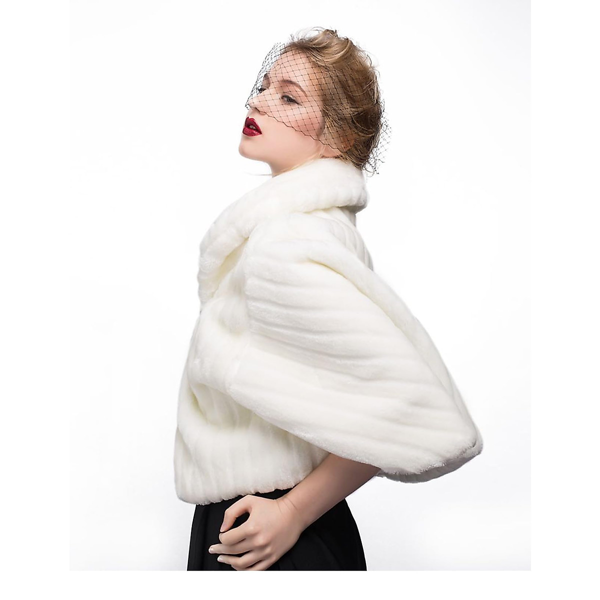 BEAUTELICATE Faux Fur Shawl For Women Soft Fur Stole Wrap Shrug For Winter Wedding Event
