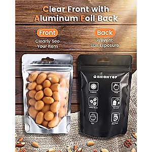 Resealable Bags, Mylar Bags Smell Proof Bags with Clear Window,Packaging Bags for Storage Coffee Beans, Cookie, Lipstick, Candy，White