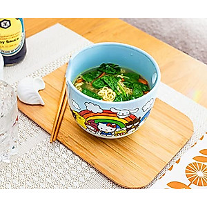 Toynk Sanrio Hello Kitty and Friends Rainbow Ceramic Ramen Bowl and Chopstick Set