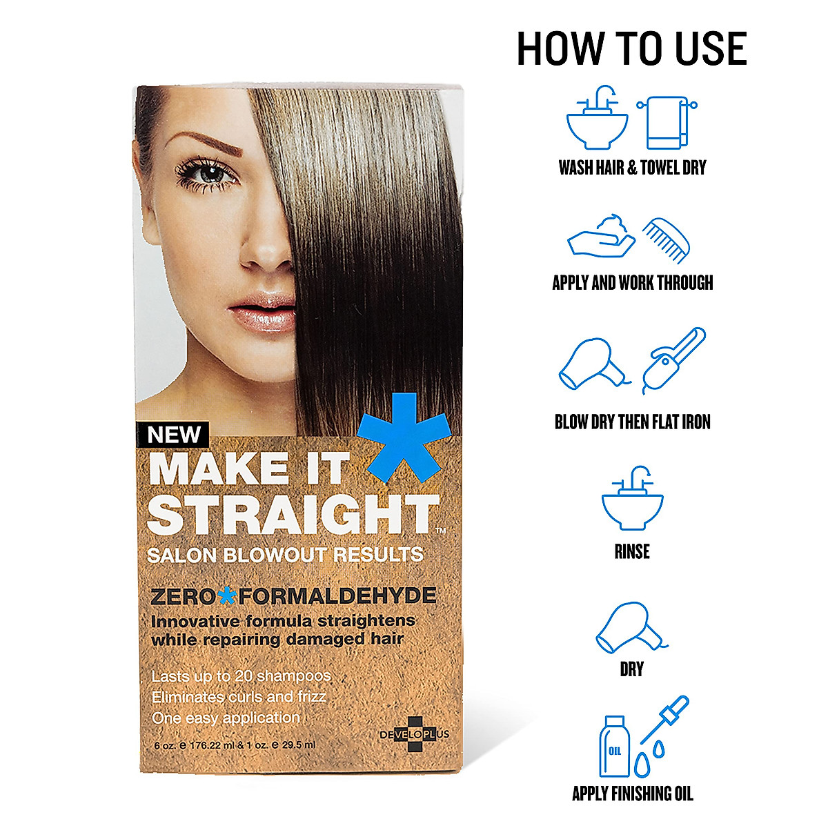 Make It Straight Blowout Spray, Straighten Hair, Eliminate Curls, and Protect Against Heat Damage, Enjoy Salon Blowout Results with Smooth, Sleek Hair, Free from Formaldehyde
