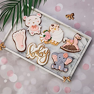 Mostop 3D Cookie Cutter with Baby Letter Stampers Baby Shower Cake Mold Fondant Decorating Tools DIY Mold for Sugar Craft Baking Mould Kids' Birthday Party Kitchen Tools