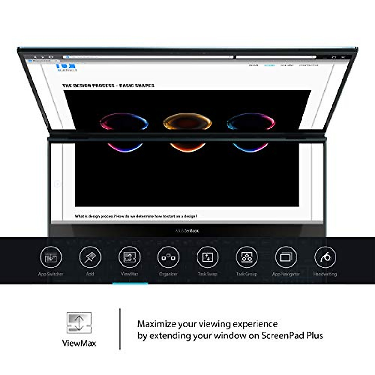 ASUS ZenBook Pro Duo UX581 15.6” 4K UHD NanoEdge Bezel Touch, Intel Core i7-9750H, 16GB RAM, 1TB PCIe SSD, GeForce RTX 2060, Innovative ScreenPad Plus, Windows 10 Pro - UX581GV-XB74T, Celestial Blue