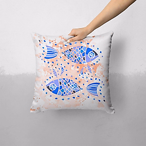 iiRov Abstract White and Blue Fish Fossil - Custom Decorative Home Decor Indoor or Outdoor Throw Pillow Cover Plus Cushion Set for Sofa, Bed or Couch (Pillow CASE Cover Plus Cushion)