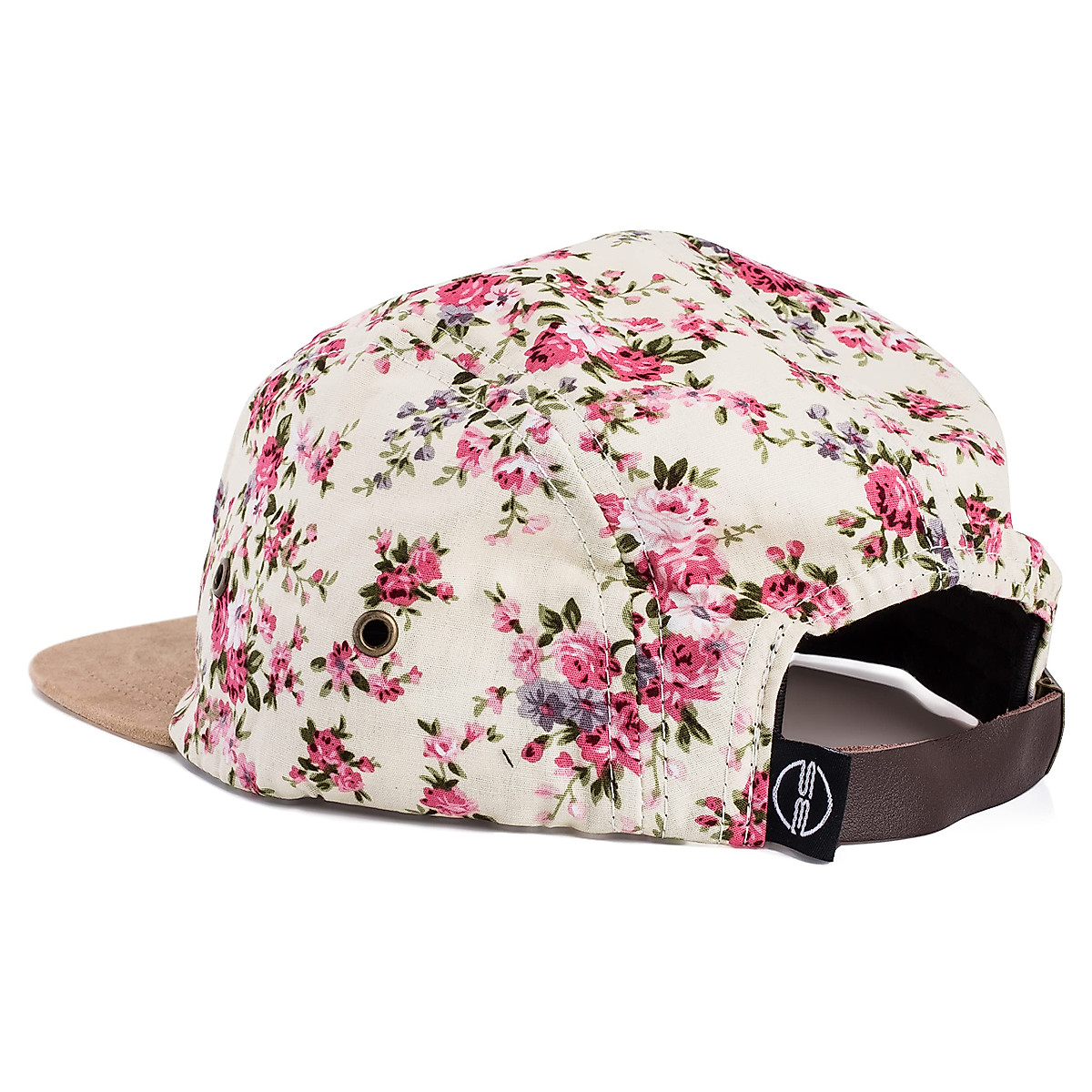Blackskies Sakura 5-Panel Cap White with Cherry Blossoms Unisex Baseball Cap