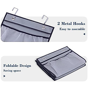 KEETDY Hanging Shelves Over the Door Organizer Storage for Closet with 5 Pockets Organizer for Bedroom Bathroom, 2 Pack（Grey）
