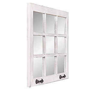 Patton Wall Decor 24x36 Distressed White Windowpane Wall Accent Mirror