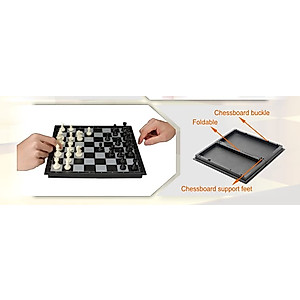 Multipurpose Go Magnetic Travel Chess Set with Folding Chess Board Educational Toys for Kids and Adults (12.6")