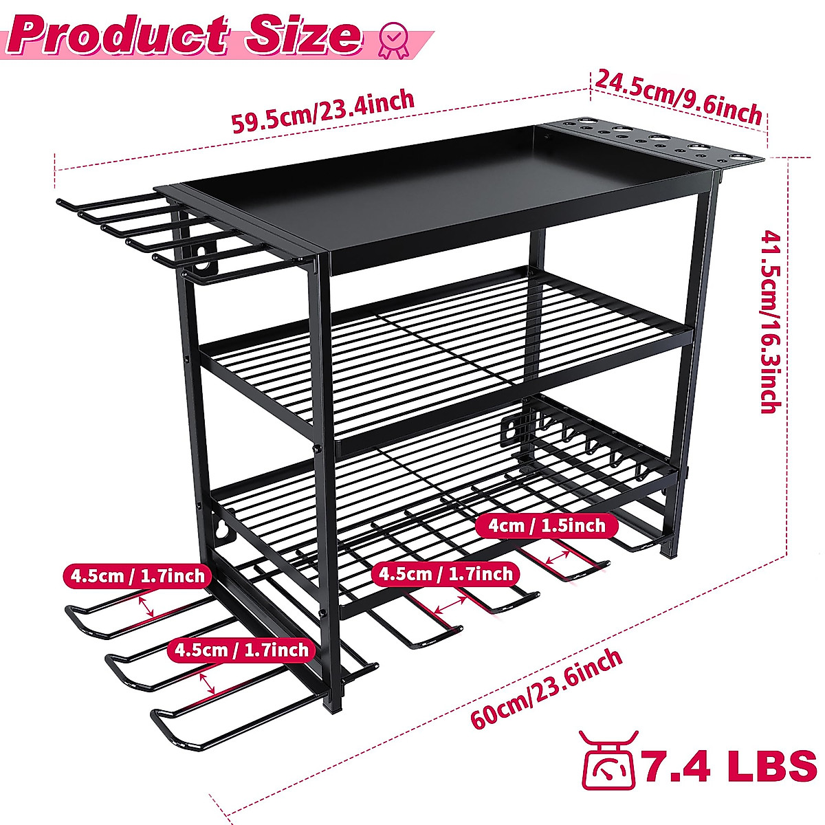 CATCHLUCK Power Tool Organizer Power Tool Storage 6 Drill Holder Wall Mount, Heavy Duty Metal Power Tool Rack 4 Layer 12 Hooks Tool Organizer