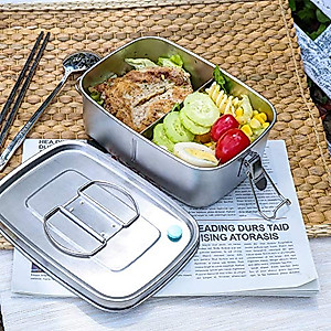 Afranti Stainless Steel Bento Lunch Box, Leak-Proof Bento Lunch Box for Kids 50OZ Stainless Bento Lunch Box for Adults Bento Box for Sandwich, Pasta and Fruit, Perfect for Work School Lunch