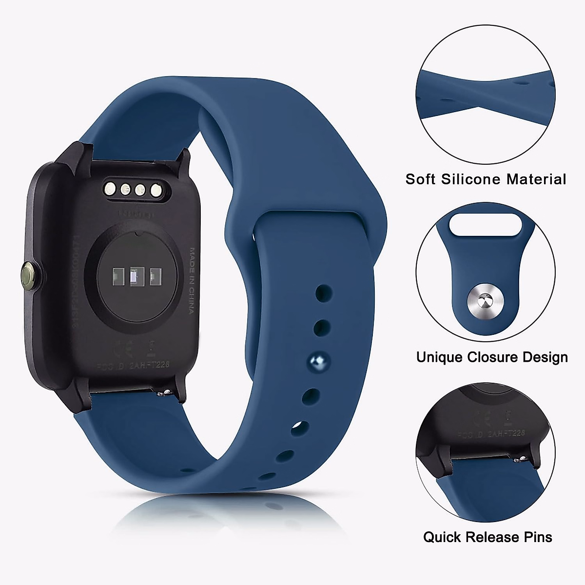 3 Packs Compatible with Veryfitpro ID205L/ID205/ID205U/ID205S/ID205G/SW020/SW021 Smart Watch Bands Soft Silicone Waterproof Adjustable Replacement Bands for Willful Yamay Letscom Letsfit for Women Men