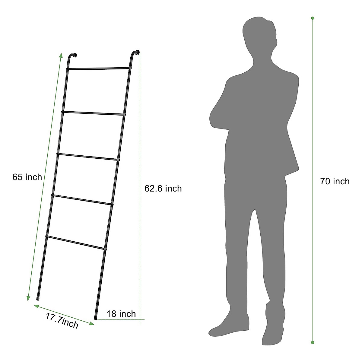 Metal Blanket Ladder Set of 2 Black Blanket Ladders for The Living Room Towel Ladder Rack Holder for Bathroom Bedroom (Black)