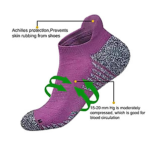 Peacepigeon Athletic Running Ankle Socks for Men and Women Anti Blister Low Cut Purple Socks (Large 4 Pairs)