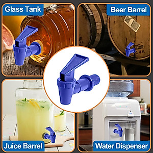 LifCratms 2Pcs BPA-Free Replacement Cooler Faucet, Blue Plastic Water Spigot Spout Water Dispenser Tap Set, Reusable Water Crock Tap Water Beverage Lever Pour Dispenser Valve