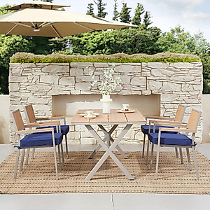 WEOAVRY Outdoor Chair Cushions Set of 2, Waterproof Patio Chair Cushions, Patio Furniture Cushions with Ties, Outdoor Wicker Replacement Seat Cushions, 19 x 19 x 3 inch, Blue