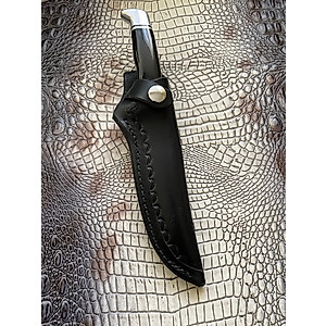 Custom Leather Right Hand Knife Sheath Fits Buck 105 or Schrade Golden Spike Knife, Fixed Blade Knife Holder, Black