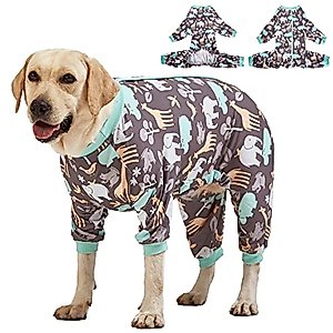 LovinPet Dog Onesie, Hippos Zoo Cozy Dog Pajamas, Slim fit, Lightweight Pullover Pajamas/Full Coverage Dog pjs/Back Snap Button is only Decoration/Medium