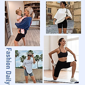 5 Pack Biker Shorts Women - 5"/8" High Waist Spandex Workout Yoga Running Athletic(Black/Navy/Dark Grey/Complexion/White,Plus)