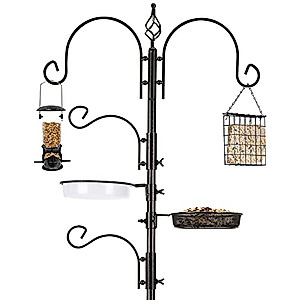 ERYTLLY Bird Feeding Station Kit Bird Feeder Pole Wild Bird Feeder Hanging Kit Planter Hanger Multi Feeder Hanging with Metal Suet Feeder Bird Bath for Attracting Wild Birds