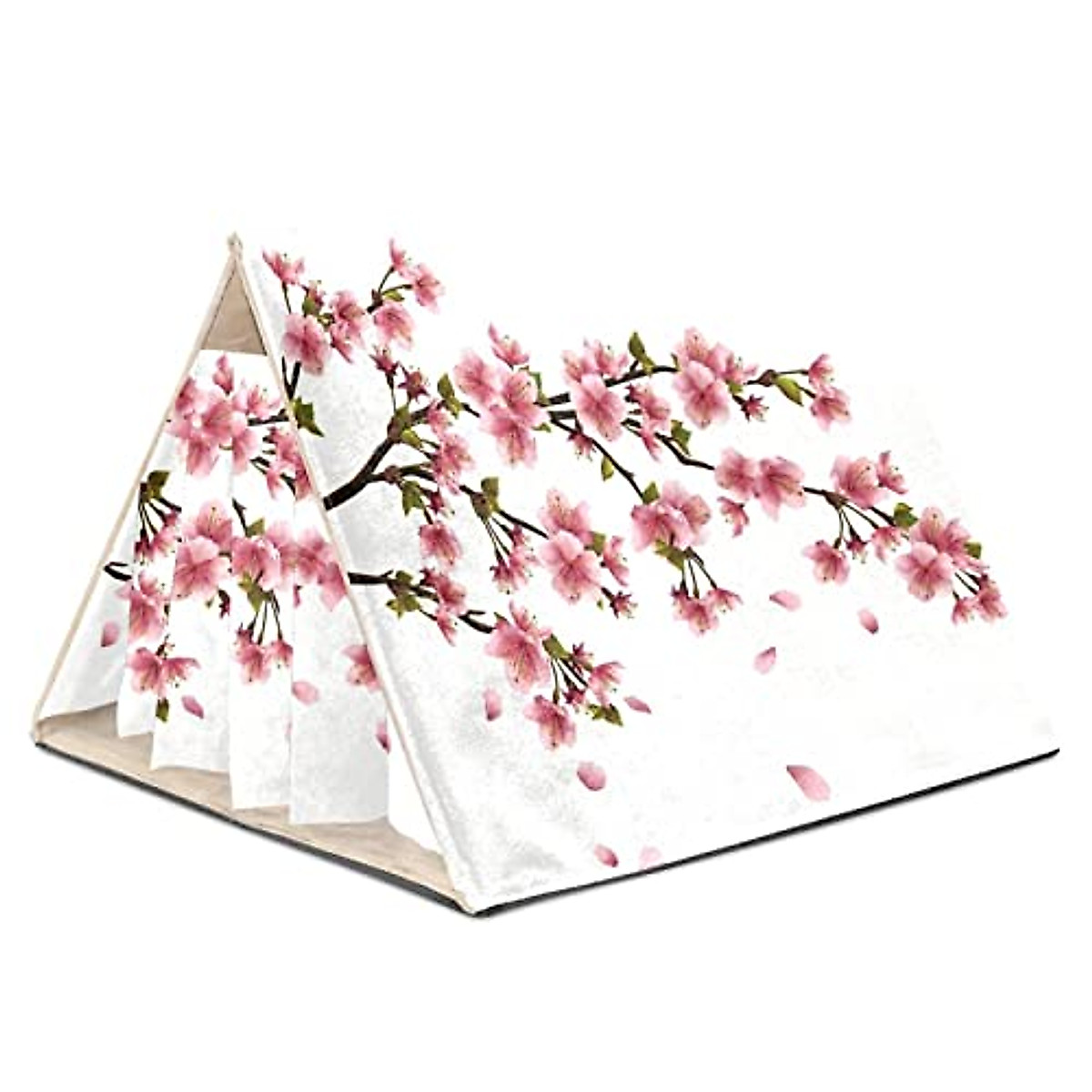 enheng Small Pet Hideout Sakura Flowers Hamster House Guinea Pig Playhouse for Dwarf Rabbits Hedgehogs Chinchillas