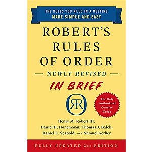 Robert's Rules of Order Newly Revised In Brief, 3rd edition