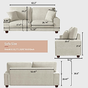 DOPEDIO Modern Living Room Chenille Recliner Sofa Small Sofa,loveseat Sofa,Removable Sofa Cover Space Spring Cushions and Solid Wood Frame, Easy to Install (71.25inch，Beige)