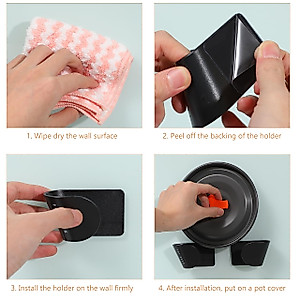 Hemoton 5 Pairs of Wall Mount Pot Lid Organizers Racks Plastic Pot Lid Storage Racks Holders 6.5x5x4.5cm(Black)