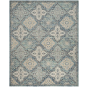 SAFAVIEH Evoke Collection 10' x 14' Light Blue/Ivory EVK274C Boho Trellis Non-Shedding Living Room Bedroom Dining Home Office Area Rug