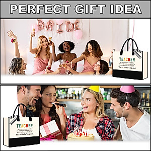 YUANHAO Teacher Gifts for Women, Teacher Appreciation Gifts, Teachers Day Gifts, Teacher Valentines Day Gifts, Teacher Canvas Tote Bag Grocery Reusable Bag