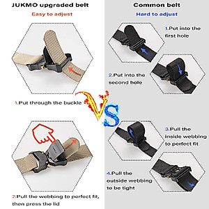 JUKMO Tactical Belt, 2 Pack Military Hiking Rigger 1.5" Nylon Web Work Belt with Heavy Duty Quick Release Buckle (Black+Coyote, Medium-for Waist 36"-42" (Length 49"))