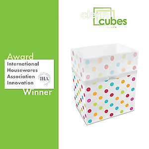 Clean Cubes 13 Gallon Disposable Trash Cans (3-Pack). Reusable Garbage and Recycling Bins for Parties, Events, and More (Polka Dot - 18" Tall x 14" Wide 10" Deep)