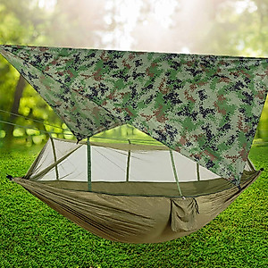 Camping Hammock 2 Person Hammocks with Net, Tent, Tree Straps Heavy Duty Waterproof Lightweight Nylon Portable Hammock for Hiking Outdoor Travel Beach Survival Backyard