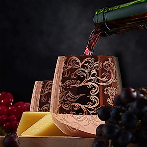 Sky Fish Stemless Stainless Steel Etching Wine Glasses,18 oz Copper Plated,Set Of 4