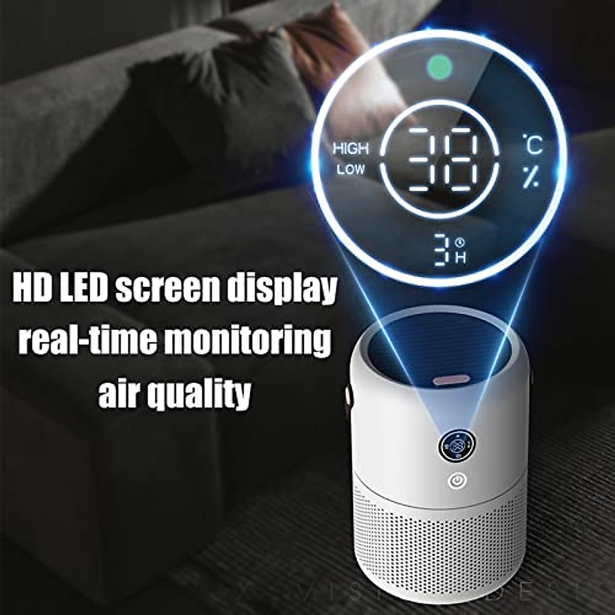 Yaindhi Air Purifier,Small Portable Air Purifier for Home,with True HEPA Air Filtration，for Bedroom,Study rooms,Toilets,Garages,Office ard-Sized Rooms (100-215 ft2)