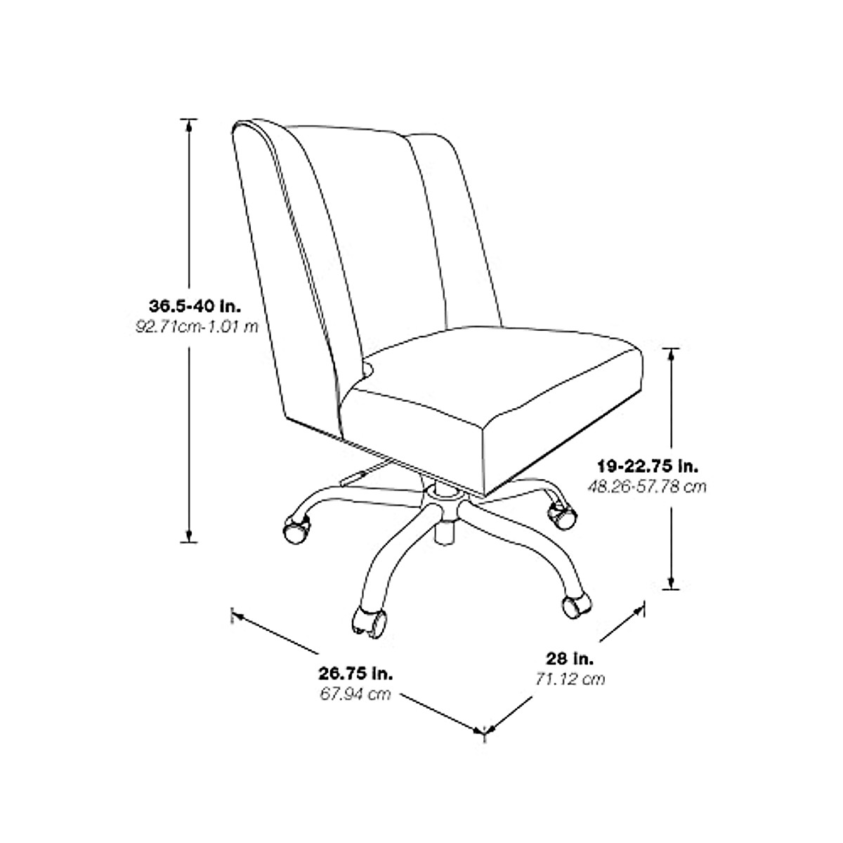 OSP Home Furnishings Westgrove Upholstered Wingback Office Swivel Chair with Pneumatic Seat Adjustment and Chrome Base, Charcoal Paisley