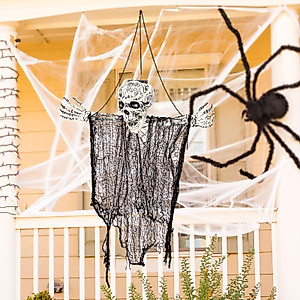 Solar Halloween Decorations Hanging Skeleton Ghost Color Changing LED Halloween Hanging Grim Reapers Outdoor Skeleton Flying Ghost Halloween Outdoor Indoor Decor